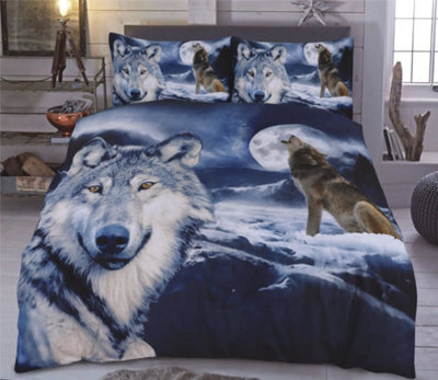 Rare Wild Alpha Wolf Bed Set- 3D Animal Printed SINGLE Beddings Duvet ...