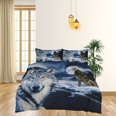 Rare Wild Alpha Wolf Bed Set- 3D Animal Printed SINGLE Beddings Duvet ...