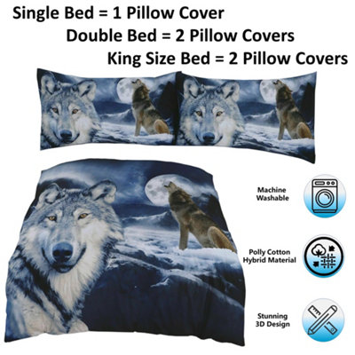 Rare Wild Alpha Wolf Bed Set- 3D Animal Printed SINGLE Beddings Duvet ...
