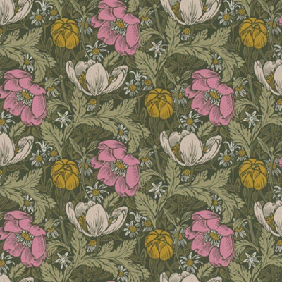 Rasch Country Meadow Green Wallpaper Wildflower Floral Naturistic Paste ...