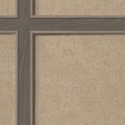 Rasch Dark Oak Brown Wood Panelled Weave Grain Wallpaper 285771