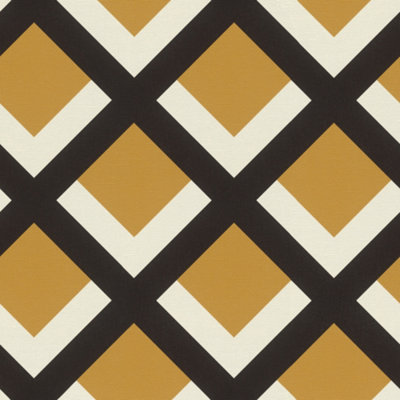 Rasch Denzo 3D Deco Motif Mustard Wallpaper | DIY at B&Q