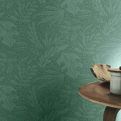 Rasch Foliage Leaves Emerald Green Wallpaper Modern Contemporary Paste The Wall