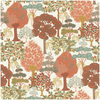 Rasch Rhapsody Red Trees Vinyl Paste The Wall Wallpaper Extra Washable ...