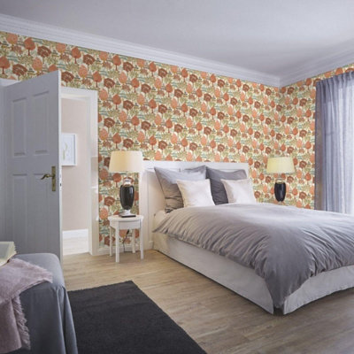 Rasch Rhapsody Red Trees Vinyl Paste The Wall Wallpaper Extra Washable ...