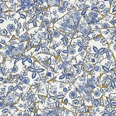 Rasch Trendspots Designer Smashed Plate Motif Gold Kitchen Wallpaper 896114