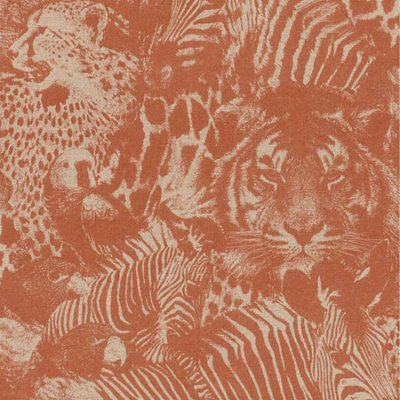 Rasch UK Paste The Wall Textured Exotic Animal Print Orange Wallpaper