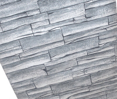 Rasch Urban Brick Stone Slate Wall Textured Vinyl Effect Wallpaper ...