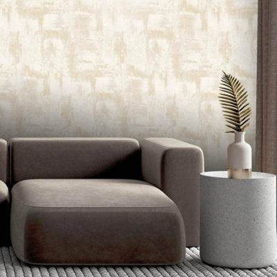 Rasch Vasari Solara Beige Plaster Textured Wallpaper Modern Heavyweight ...