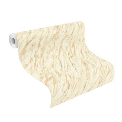 Rasch x Tesa Carrara Golden Marble Self-Adhesive Peel & Stick Textured ...