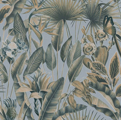 RASCH ZANZIBAR GREEN BLUE HEAVYWEIGHT VINYL PASTE THE PAPER WALLPAPER ...