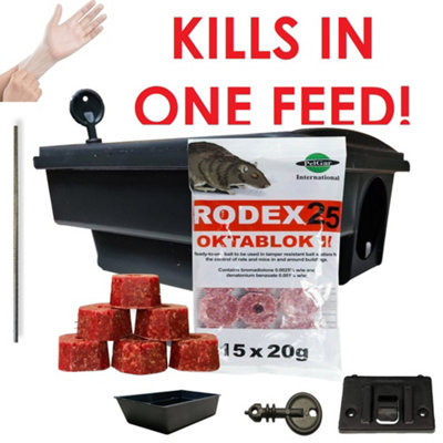 Rat Block Bait with Rat Bait Station Single Feed Fast Acting Rodent ...