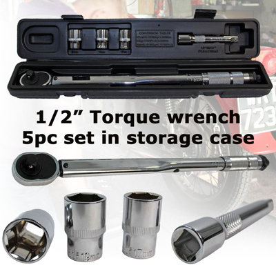 Ratcheting Torque Wrench 1/2" Adjustable 28-210Nm Square Socket Drive ...