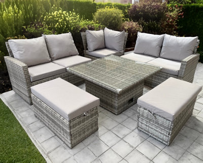 RATTAN CORNER RAISING TABLE DINING COFFEE WICKER GARDEN OUTDOOR ...