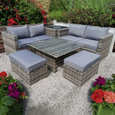 RATTAN RAISING TABLE WICKER CONSERVATORY OUTDOOR GARDEN FURNITURE ...