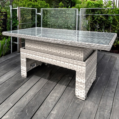 Rattan Rising Table in Dove Grey