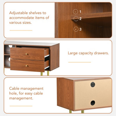 Rattan TV Stand Cabinet Modern TV Table Storage Unit TV Entertainment ...