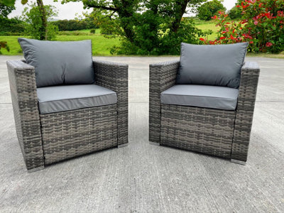 RATTAN WICKER GARDEN OUTDOOR TWO X2 SINGLE CHAIRS SEATER SOFA ...