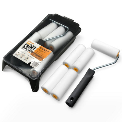 Raulde 7 Pieces Mini Paint Roller Set - Includes a Paint Tray, Mini ...