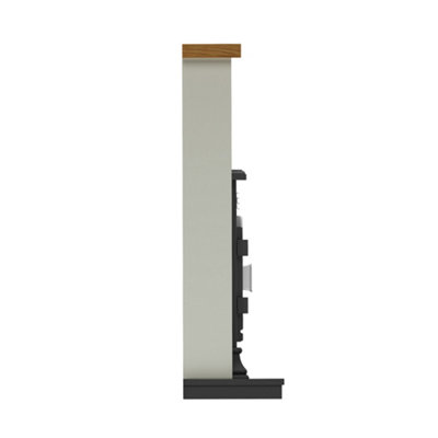 Ravensdale Stone Grey Timber Fireplace Suite with Inset Electric Stove