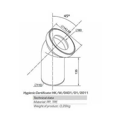 Rawiplast 110mm 45 Deg Elbow Toilet Waste Pan Connector Soil Water Pipe ...