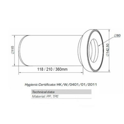 Rawiplast 400mm Long Toilet Waste Pan Connector Straight 110mm Soil ...