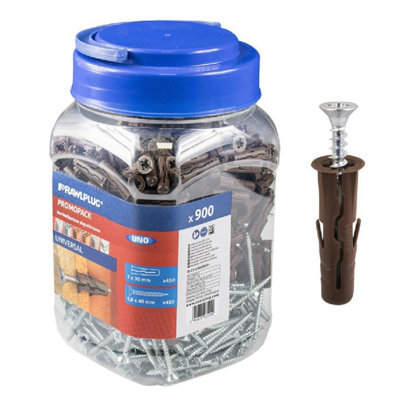 Rawl Plug Multi Purpose Brown 7mm Wall Plugs & Screws / 450 Plugs & 450 ...