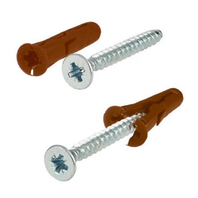 Rawl Plug Multi Purpose Brown 7mm Wall Plugs & Screws / 450 Plugs & 450 ...