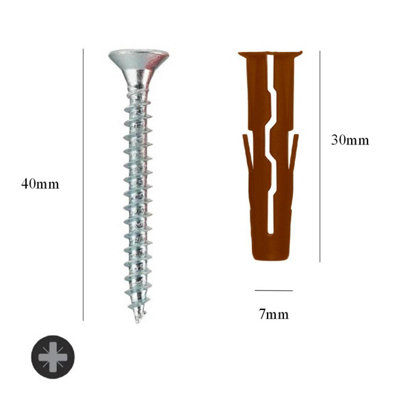 Rawl Plug Multi Purpose Brown 7mm Wall Plugs Screws 450 Plugs 450 Screws