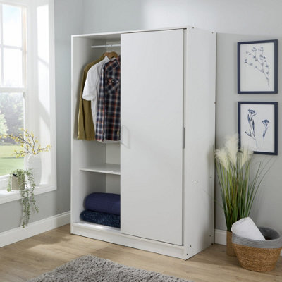 Raya 2 Sliding Door Wardrobe with Hanging Rail & Shelves
