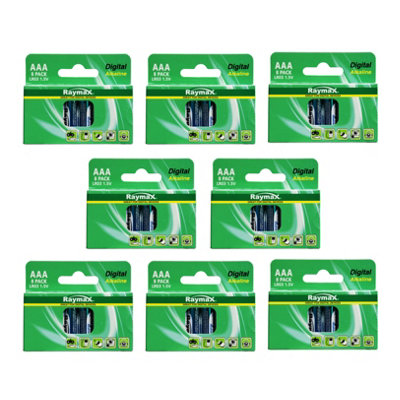 Raymax Digital Alkaline AAA LR03 1.5V Batteries 8 Packs. Total of 64 ...