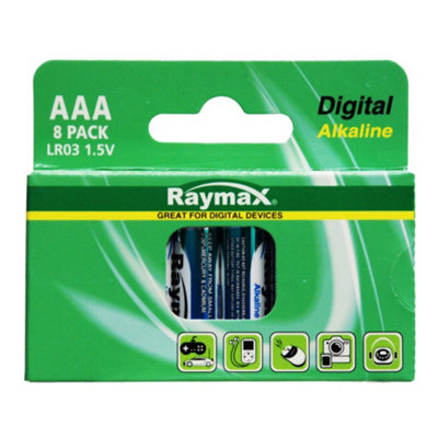 Raymax Digital Alkaline AAA LR03 1.5V Batteries 8 Packs. Total of 64 ...