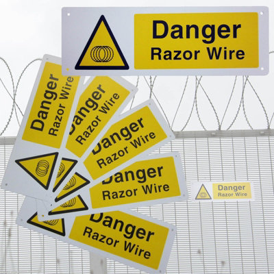 Razor Wire Warning Sign Danger Hazard Health Safety 300mm x 100mm ...