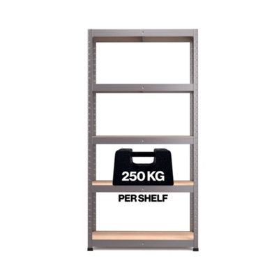 RB BOSS Garage Shelving Unit 5 Shelf MDF Galvanised Steel (H)1800mm (W ...