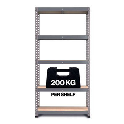 RB BOSS Garage Shelving Unit FastLok 5 Shelf MDF Galvanised Steel (H ...