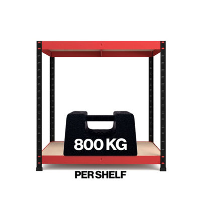 RB BOSS Garage Workbench 2 Shelf MDF Red & Black Powder Coated Steel ...