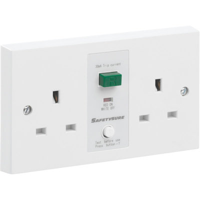 RCD Protected 2G Unswitched Socket White
