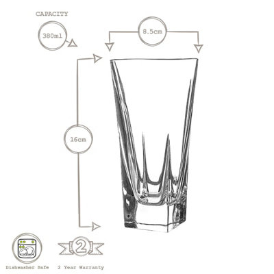 RCR Crystal - Fusion Highball Glasses Set - Modern Cut Glass Cocktail ...