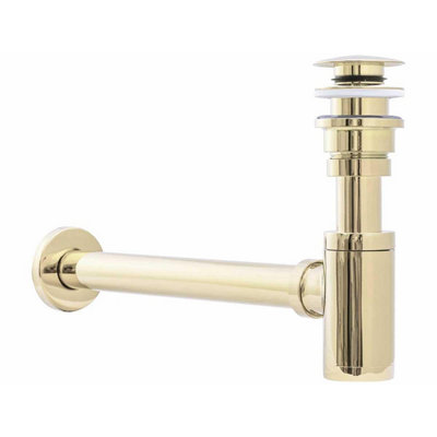 Rea Shiny Golden Colour Brass Waste Bottle Basin Trap + Click-Clack ...