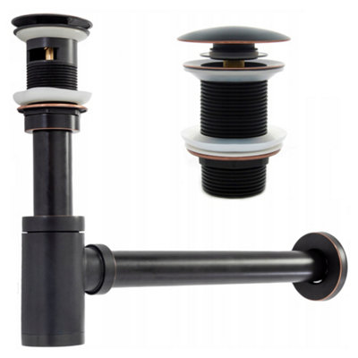 Rea Slotted Click-Clack Old Retro Black Sink Drain + Waste Bottle Basin ...