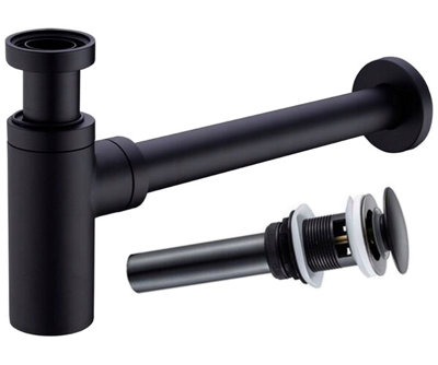 Rea Slotted Click-Clack Sink Drain + Black Powder Coated Waste Bottle ...