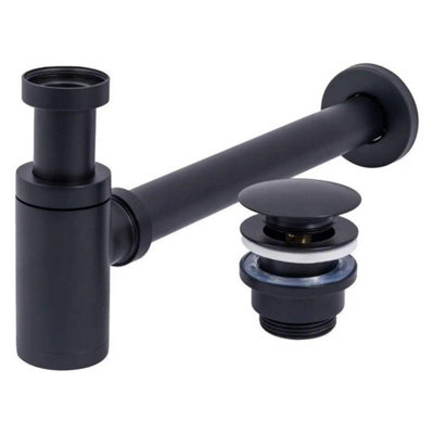 Rea Universal Black Powder Coated Waste Bottle Basin Trap + Click-Clack ...