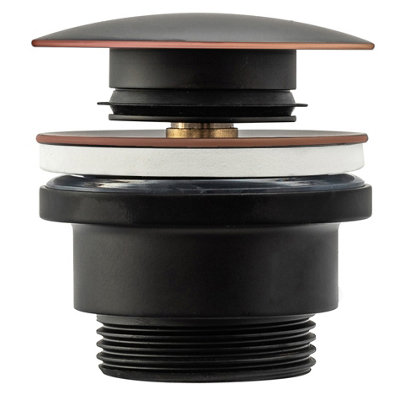 Rea Universal Click-Clack Old Black Brass Round Push Button Waste Plug ...