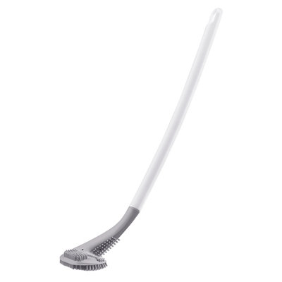 Reach Everywhere Silicone Toilet Brush with Holder - Grey & White ...
