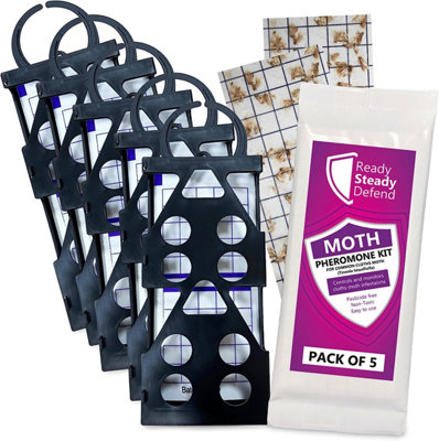 Ready Steady Defend Clothes Moth Pheromone Traps. 5 Hangers & 5 Traps ...