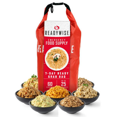 ReadyWise, 60 Servings, Breakfast, Lunch & Dinner, Grab & Go Dry Bag ...