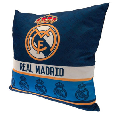 Real Madrid CF Crest Filled Cushion Blue/White (One Size) | DIY at B&Q