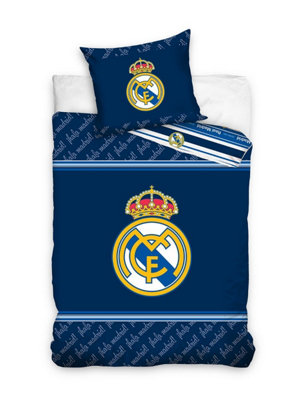 Real Madrid Club Crest 100% Cotton Single Duvet Cover and Pillowcase Set