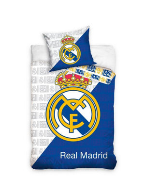 Real Madrid Logo Reversible Single Duvet Cover and Pillowcase Set