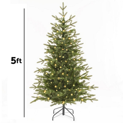 REALISTIC 5FT PRE-LIT ARTIFICIAL CHRISTMAS TREE WITH WARM WHITE LED LIGHTS